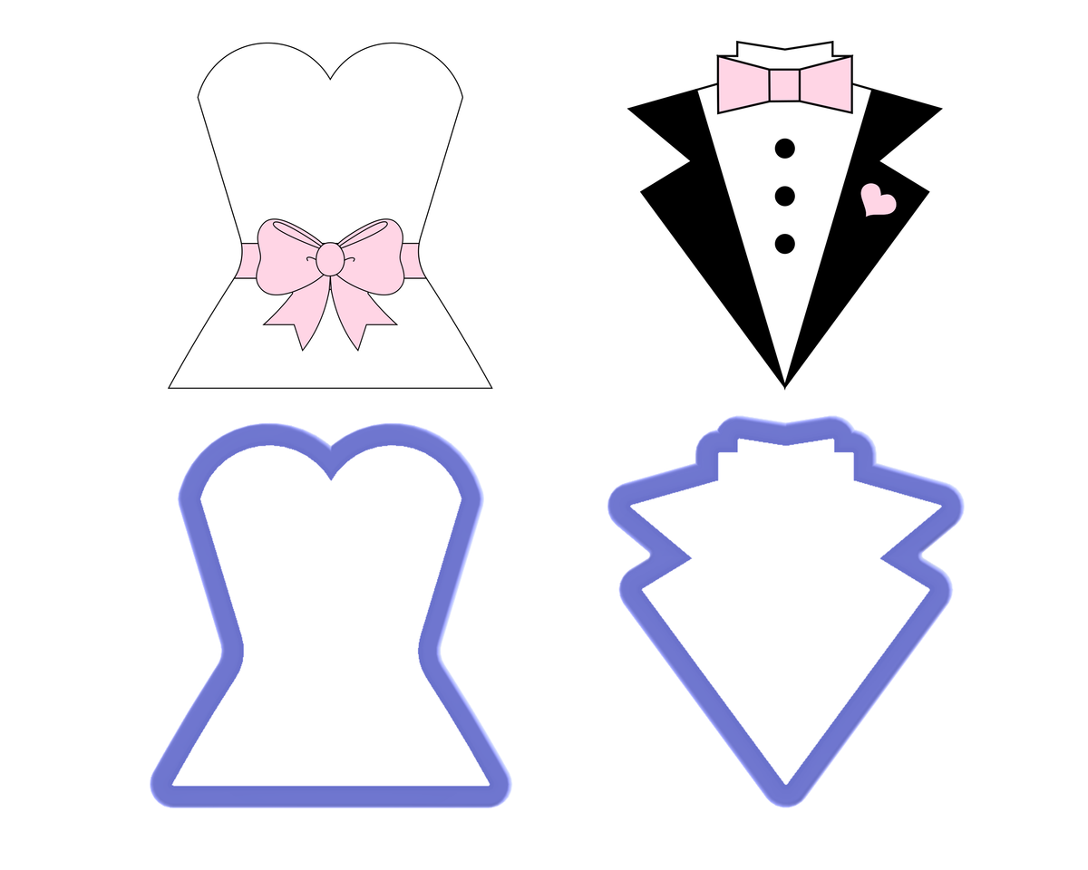 Tux and Dress Bust Cookie Cutter Set – The Cookie Cutter Club